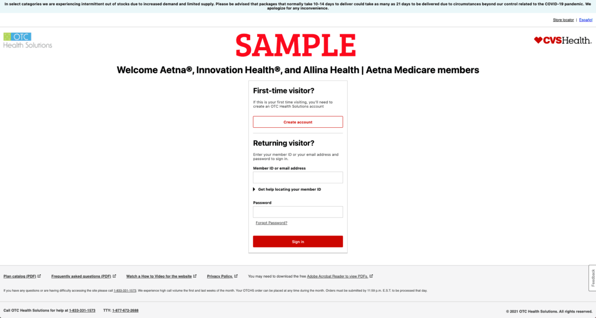 Myorder OTCHS CVS | Login Register http //myorder.otchs.com
