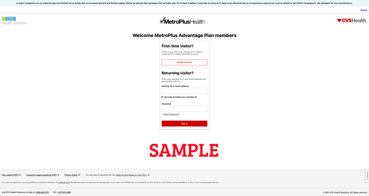 MetroPlus Advantage Plan | OTCHS | CVS Health | Login | Medicare LLC